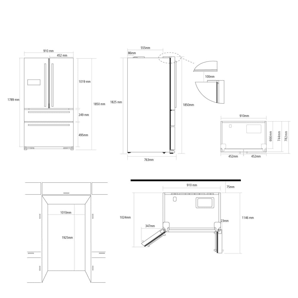Caple CAFF42 Stainless Steel French Door Fridge Freezer - Appliance Centre